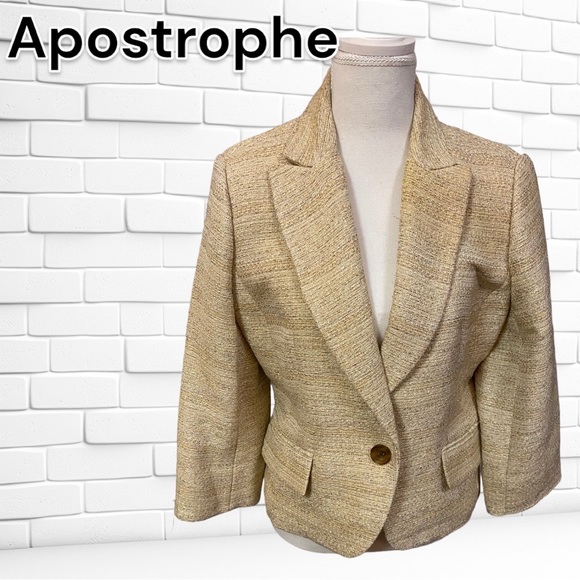Apostrophe | Jackets & Coats | Cream And Gold Jacket | Poshmark